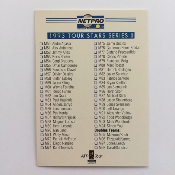 Other | Netpro 1993 Tour Stars Series I Tennis Card Set | Poshmark